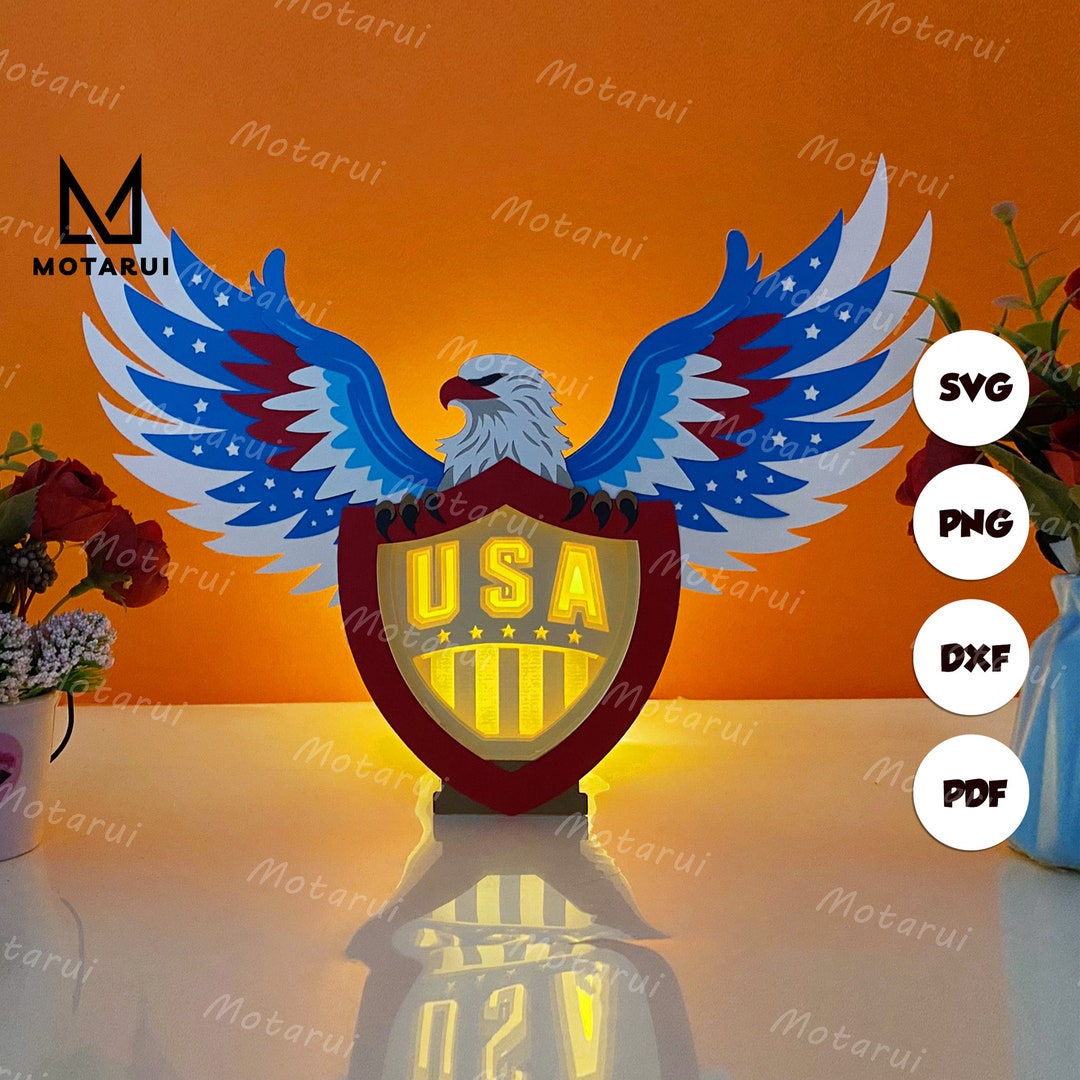 4th of July Usa Eagle Box Lamp for Home Decor, Usa Eagle Box SVG for ...