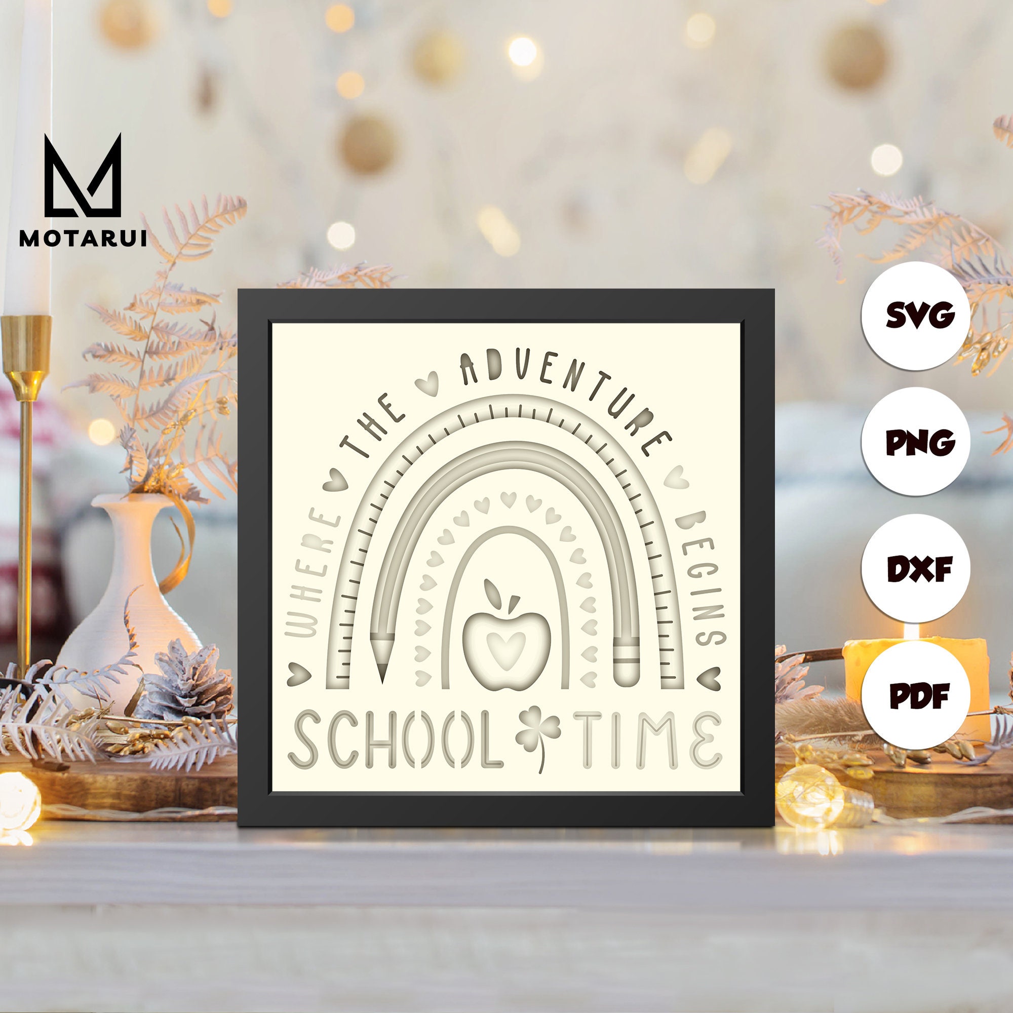 School Time Shadow Box Svg School Paper Cut Light Box Cricut - Etsy