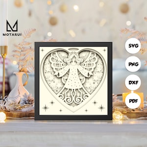 Angel Shadow Box Svg, Angel Paper Cut Light Box, Cricut Files, 3D Angel ...