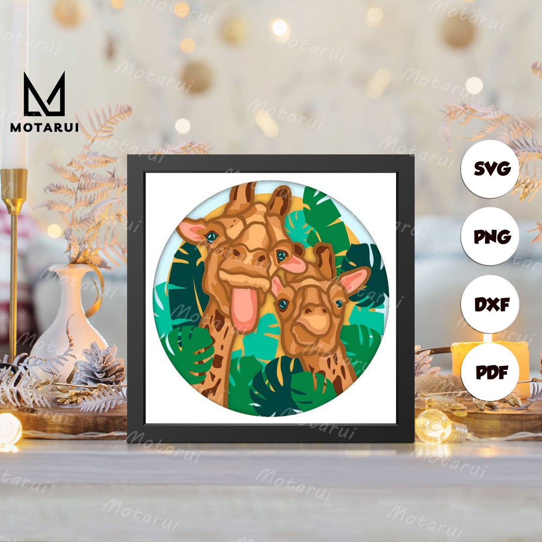 Mischievous Giraffe Shadow Box Svg, Giraffe Paper Cut Light Box, Cricut ...