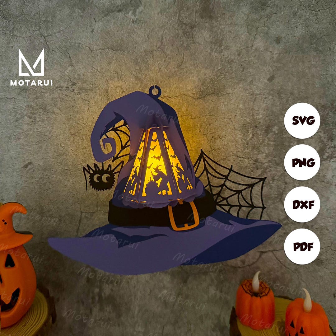 Witch Hat Lantern Lamp for Home Decor, Halloween Lantern SVG for Cricut ...