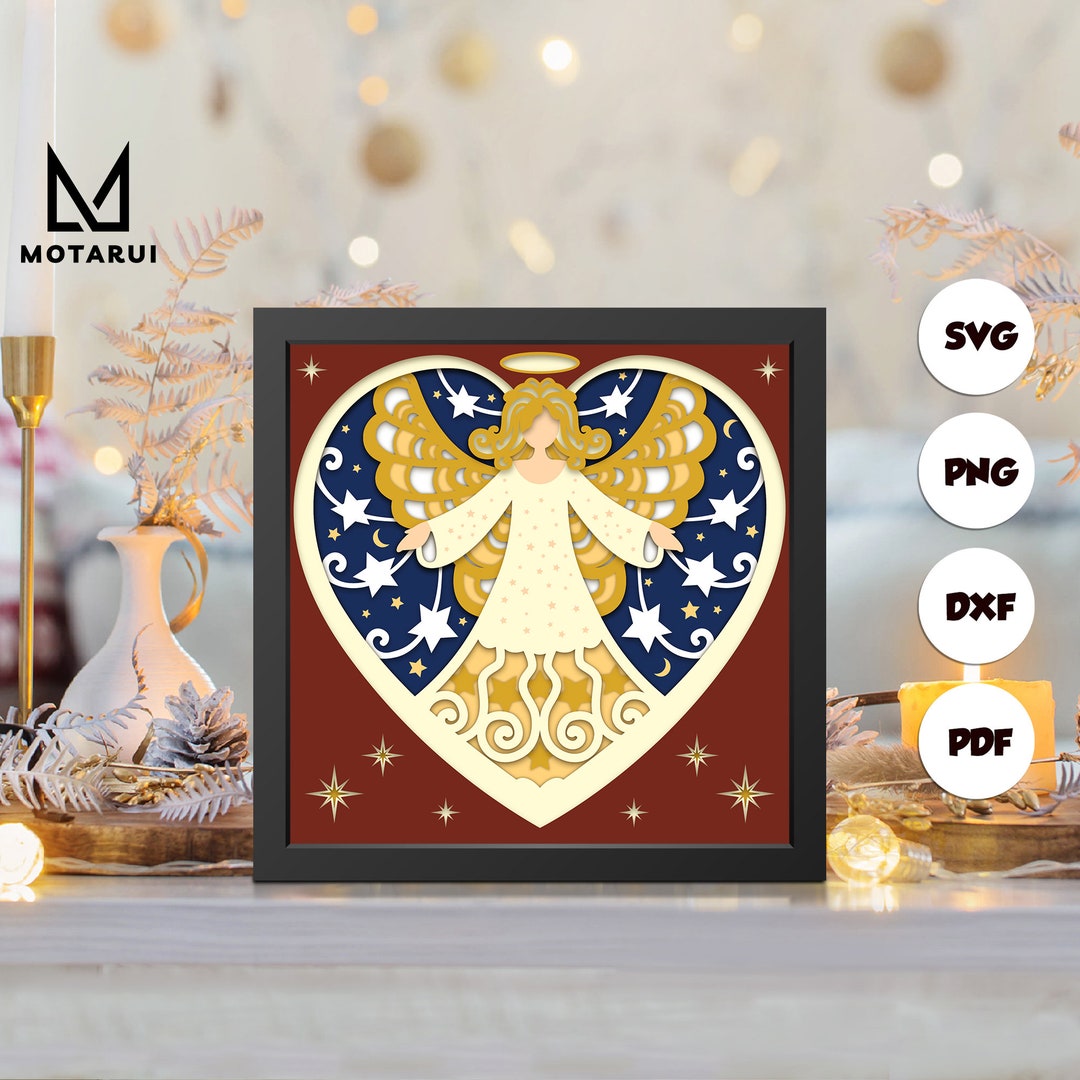 Angel Shadow Box Svg, Angel Paper Cut Light Box, Cricut Files, 3D Angel ...