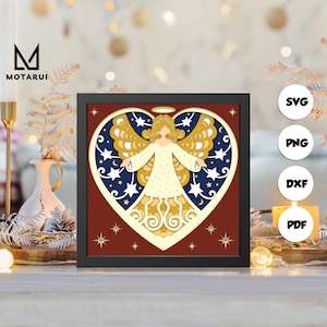 Angel Shadow Box Svg, Angel Paper Cut Light Box, Cricut Files, 3D Angel ...