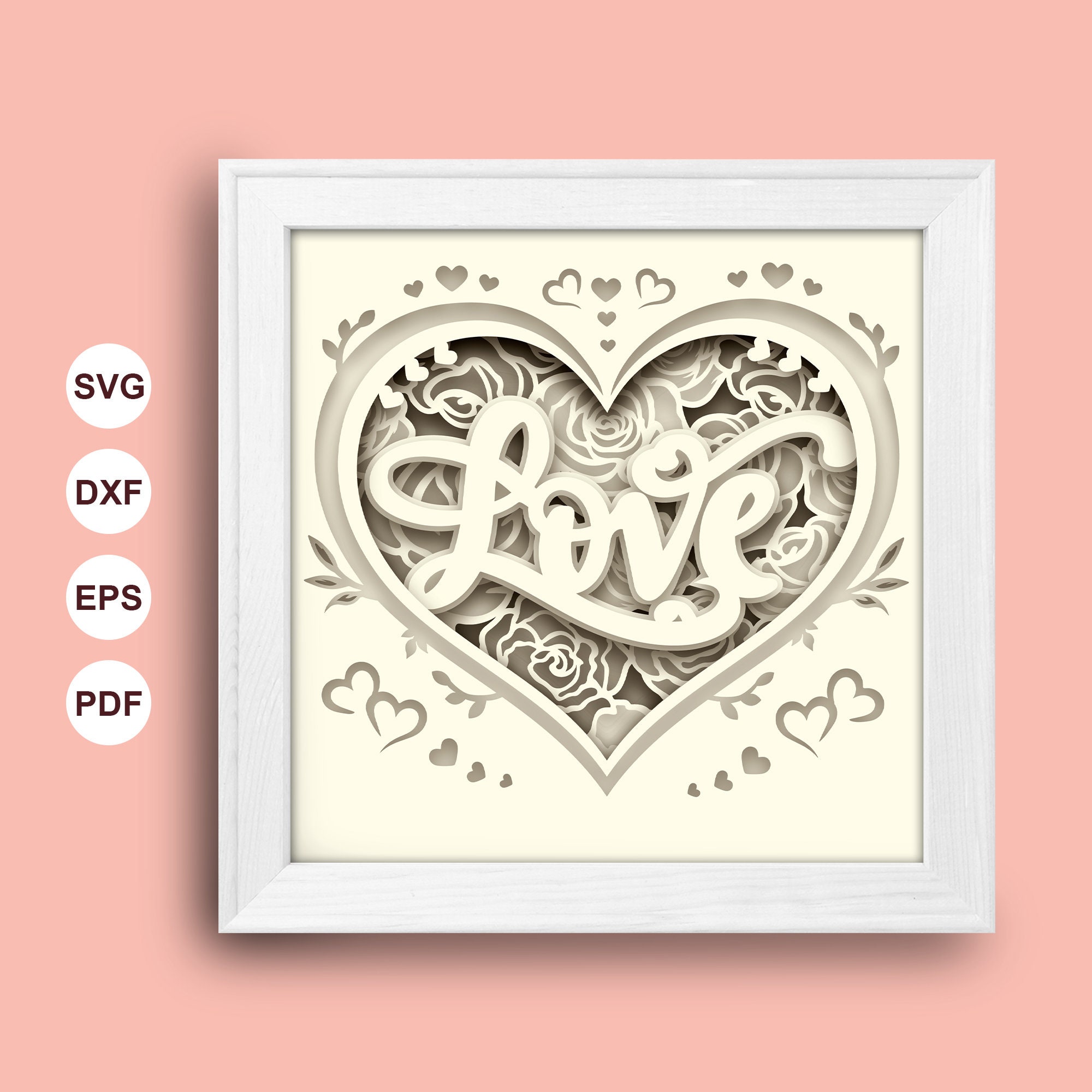 Love Roses Shadow Box Svg Love Roses Paper Cut Light Box - Etsy