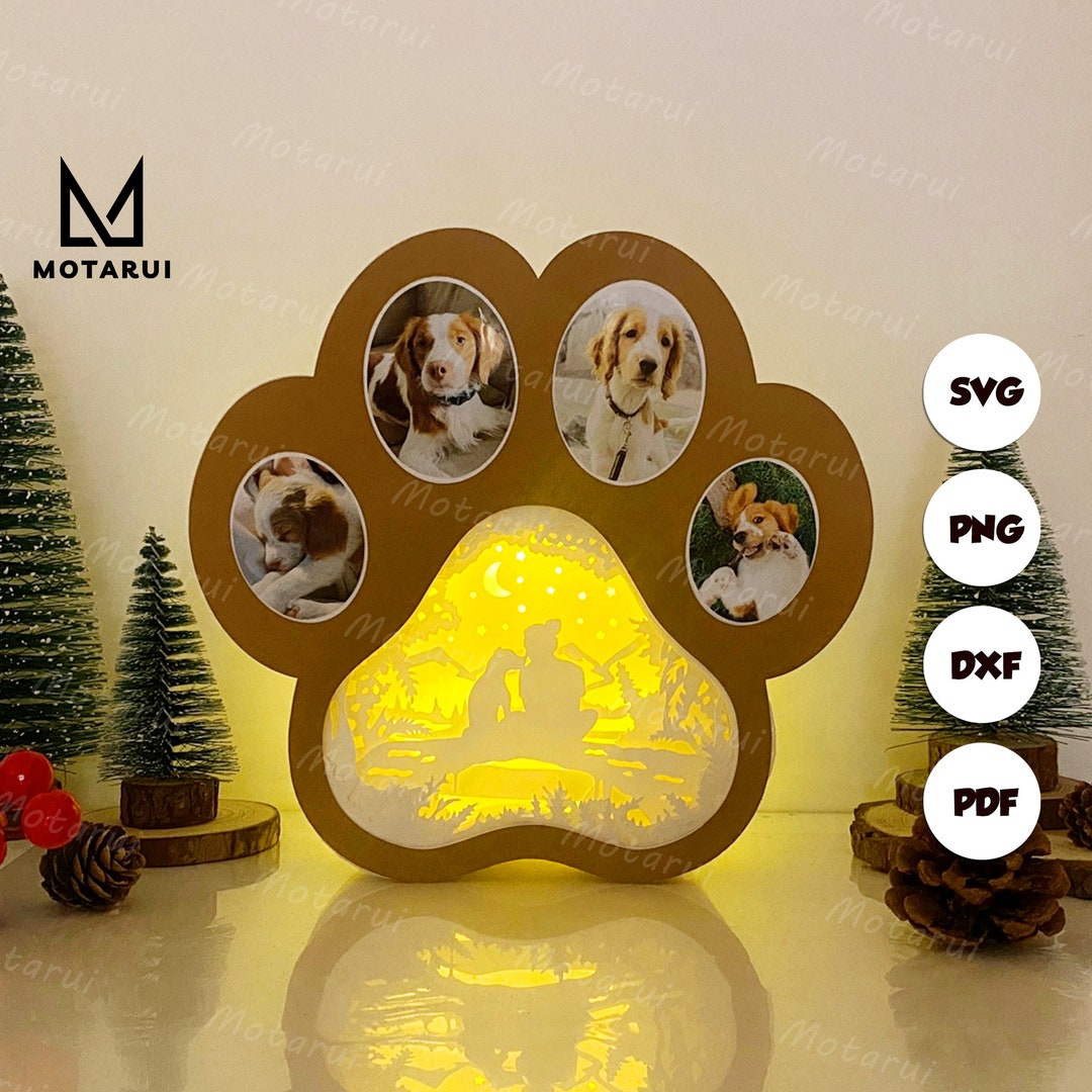 Love Dog 2 Paw Box Lamp for Home Decor, Love Dog Paw Box SVG for Cricut ...