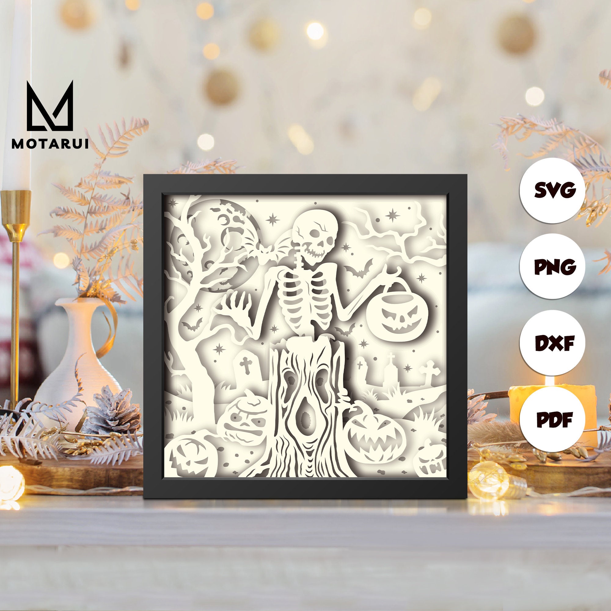 Halloween Shadow Box Svg Halloween Paper Cut Light Box - Etsy