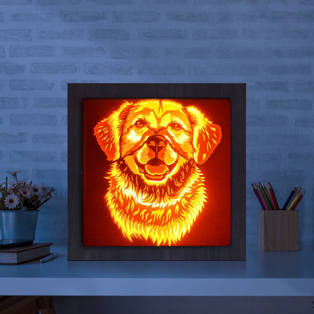 Golden Retriever Shadow Box Svg Golden Retriever Paper Cut - Etsy