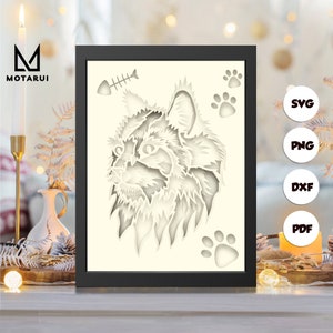 3D Cat Shadow Box SVG Template: Cricut, Silhouette, Paper Cut (digital ...