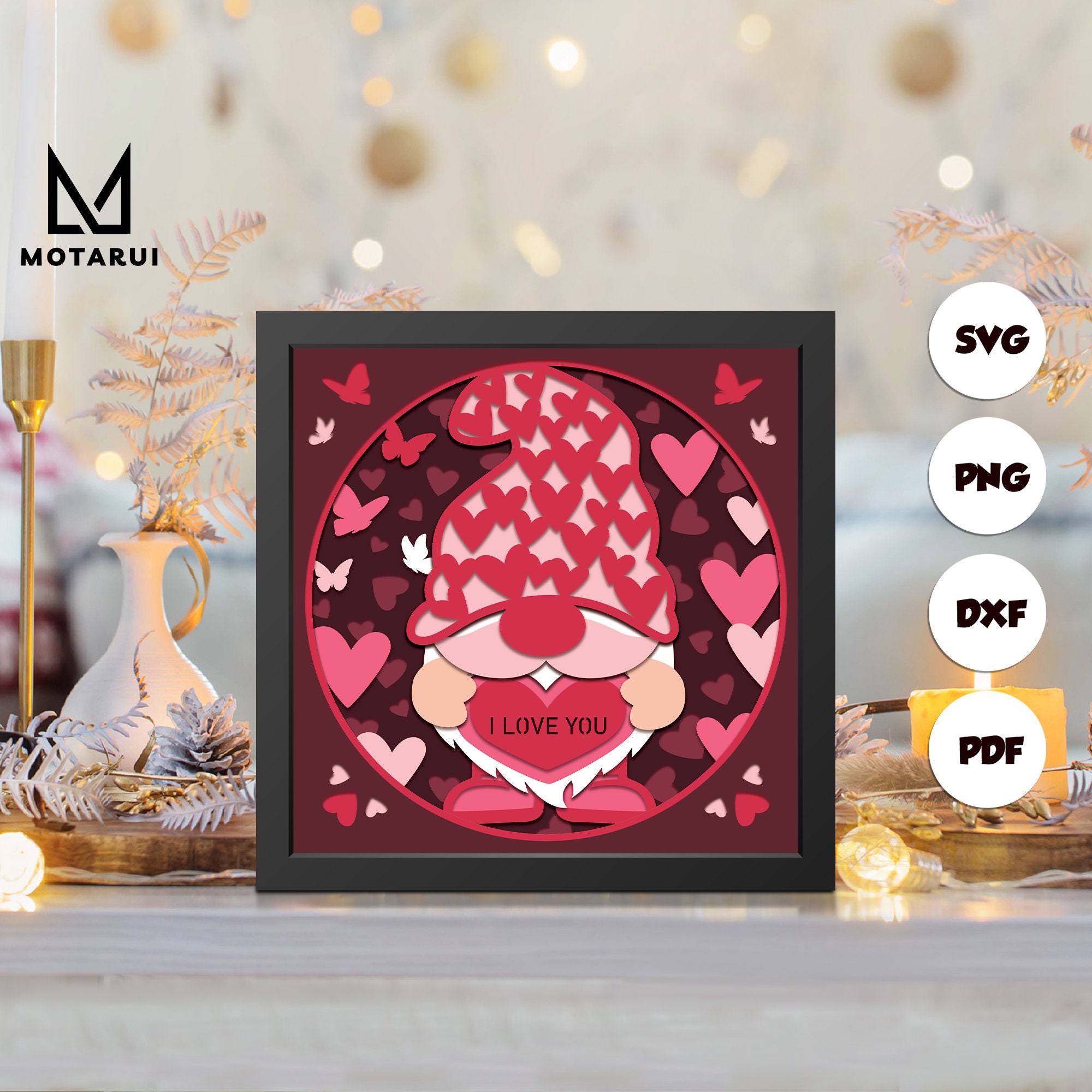 Gnome Love Shadow Box Svg Love Paper Cut Light Box Cricut - Etsy