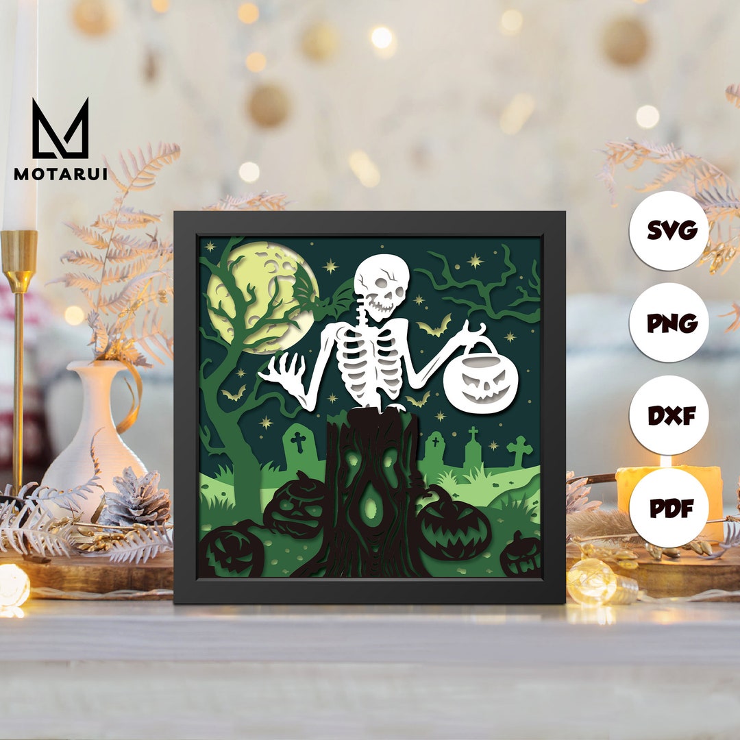 Halloween Shadow Box Svg, Halloween Paper Cut Light Box, Cricut Files ...