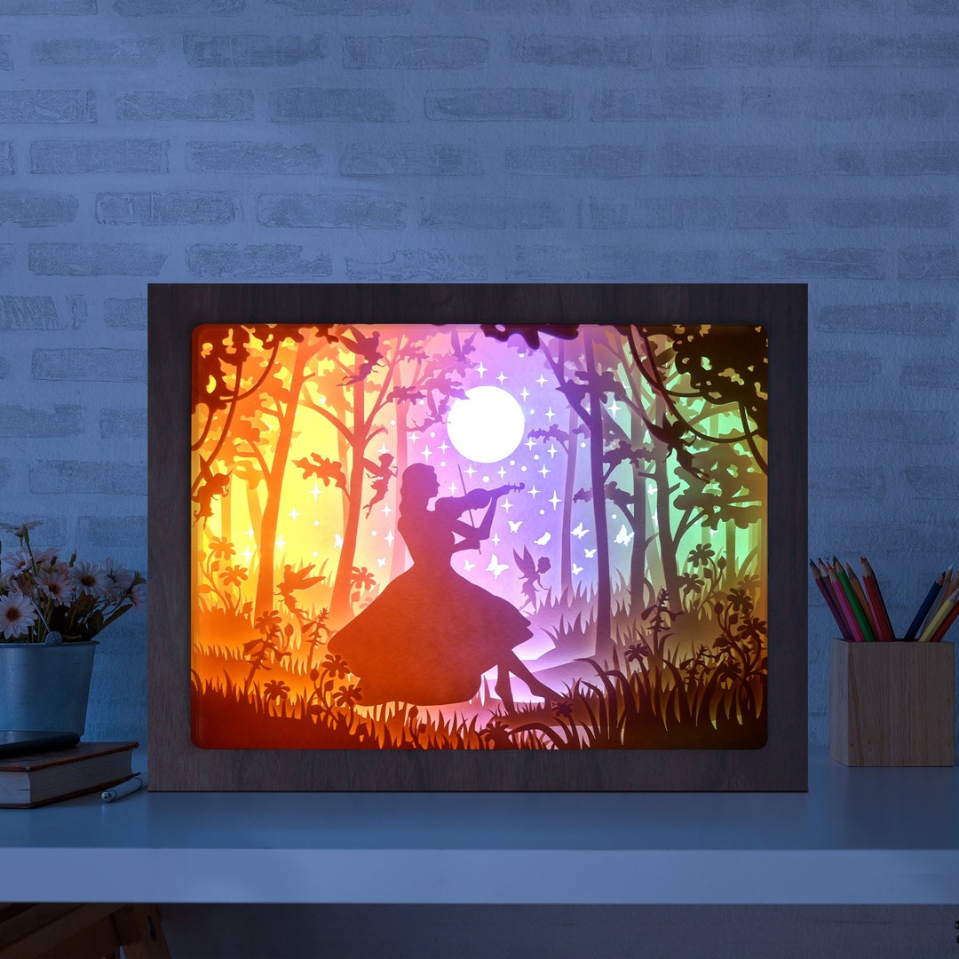 A Girl Playing Violin Shadow Box Svg Girl Paper Cut Light - Etsy Australia