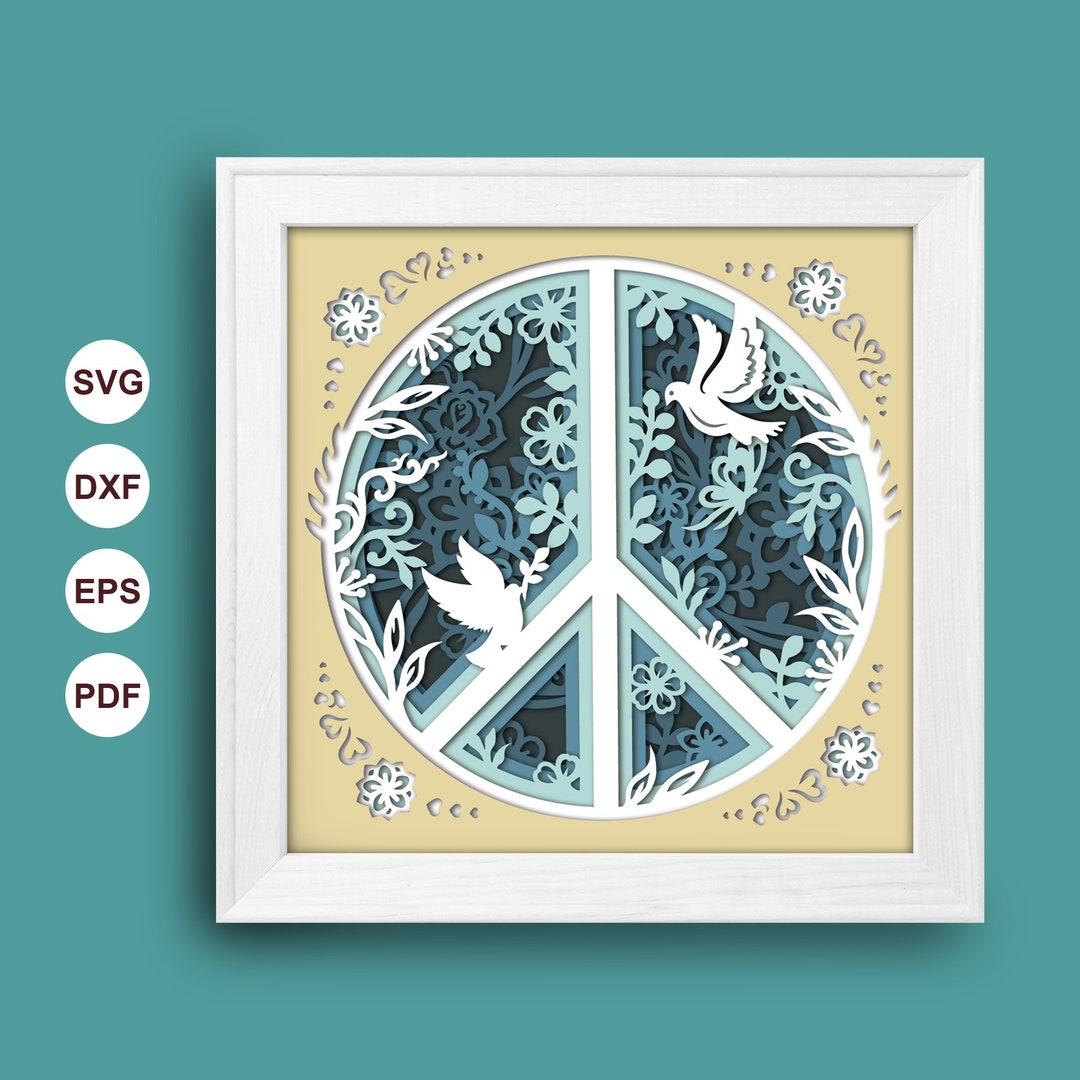 3D Peace Sign Shadow Box Svg Peace Sign Paper Cut Light Box - Etsy