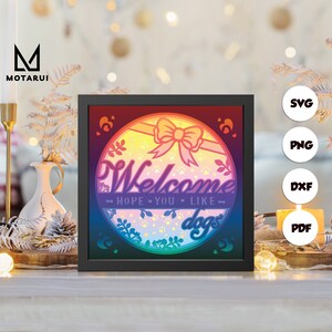 Welcome Shadow Box Svg, Welcome Paper Cut Light Box, Cricut Files, 3D ...