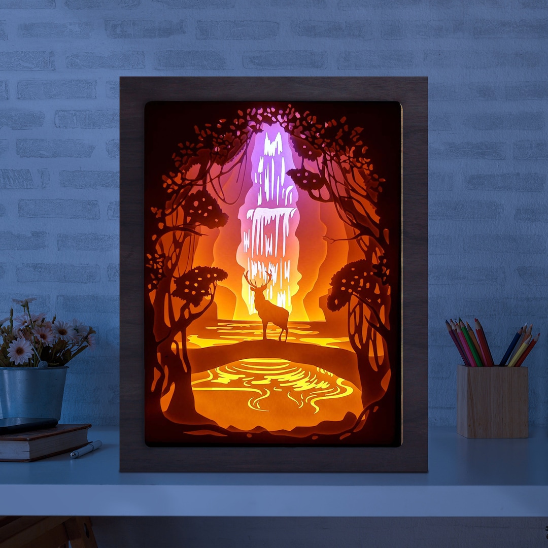 Waterfall Paper Cut Light Box Template 3D Papercut Lightbox - Etsy