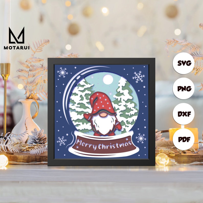 Gnome Shadow Box Svg Gnome Paper Cut Light Box Cricut Files - Etsy