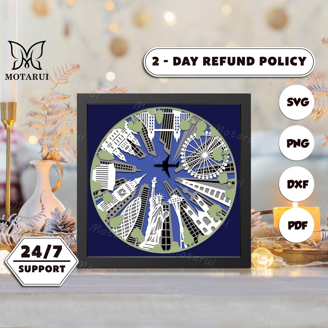 3D USA, 3D Paper Cut Shadow Box Template, Shadow Box - Etsy