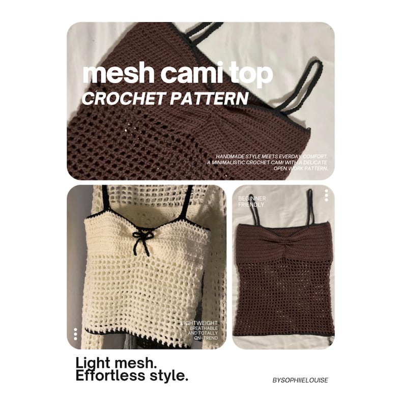 The MESH CAMI TOP - Crochet Pattern | Pdf | Beginner Friendly ...