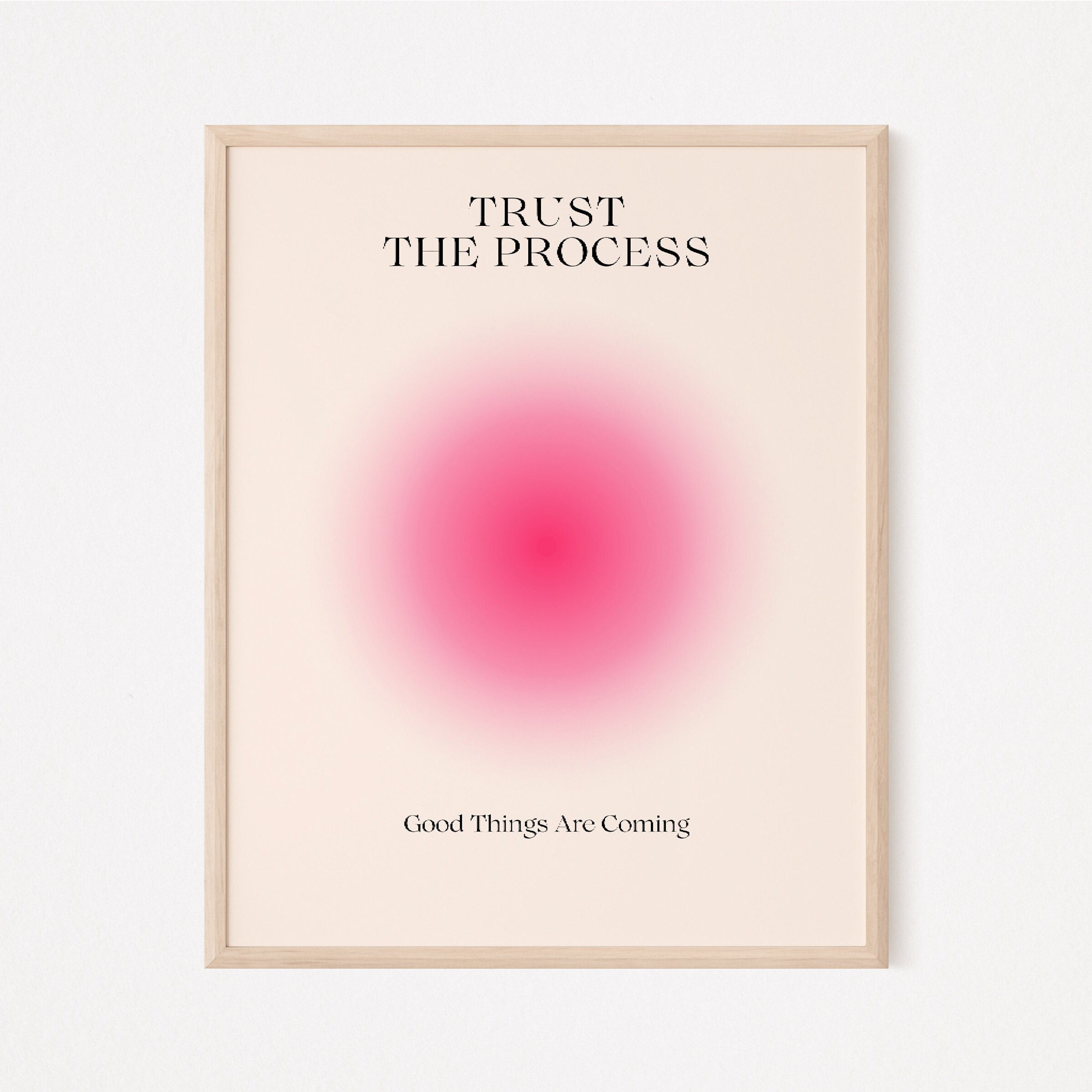 Trust the Process Poster, Pink Gradient Aura Poster, Trendy Affirmation ...