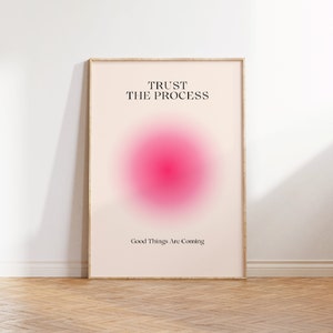 Trust the Process Poster, Pink Gradient Aura Poster, Trendy Affirmation ...