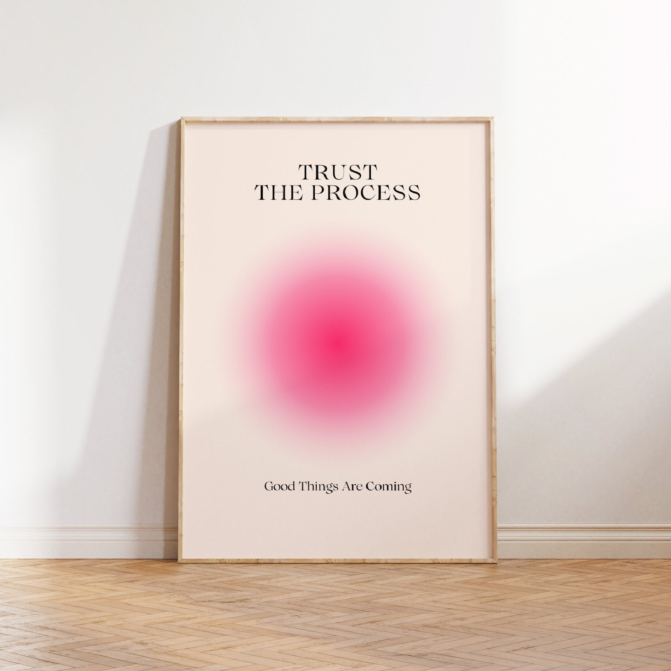 Trust the Process Poster, Pink Gradient Aura Poster, Trendy Affirmation ...