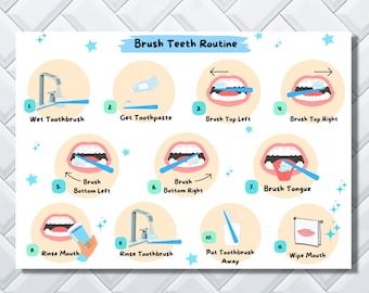 Brush Teeth Routine- Teach Me- Learning- Chart- Instant Download ...