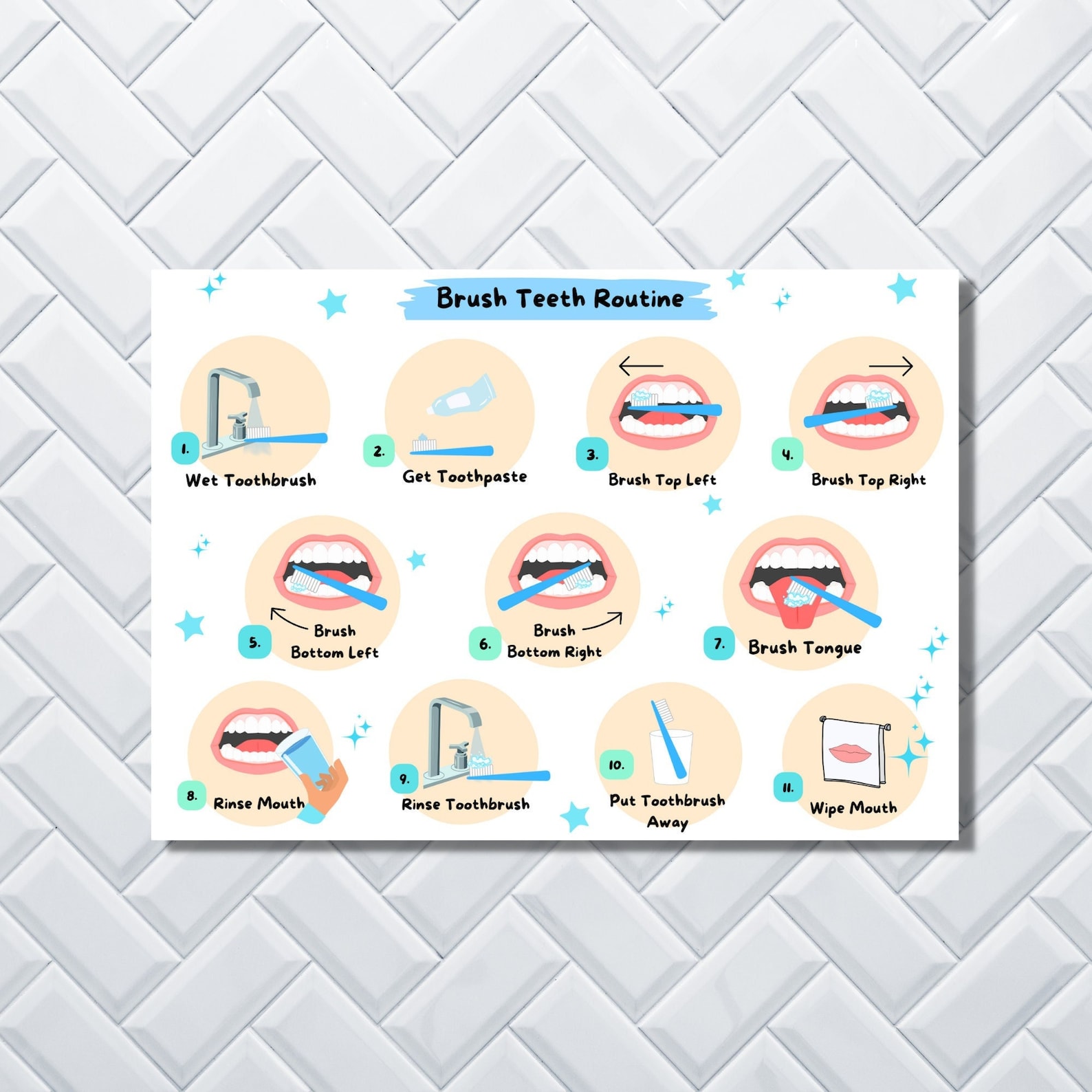 Brush Teeth Routine- Teach Me- Learning- Chart- Instant Download ...