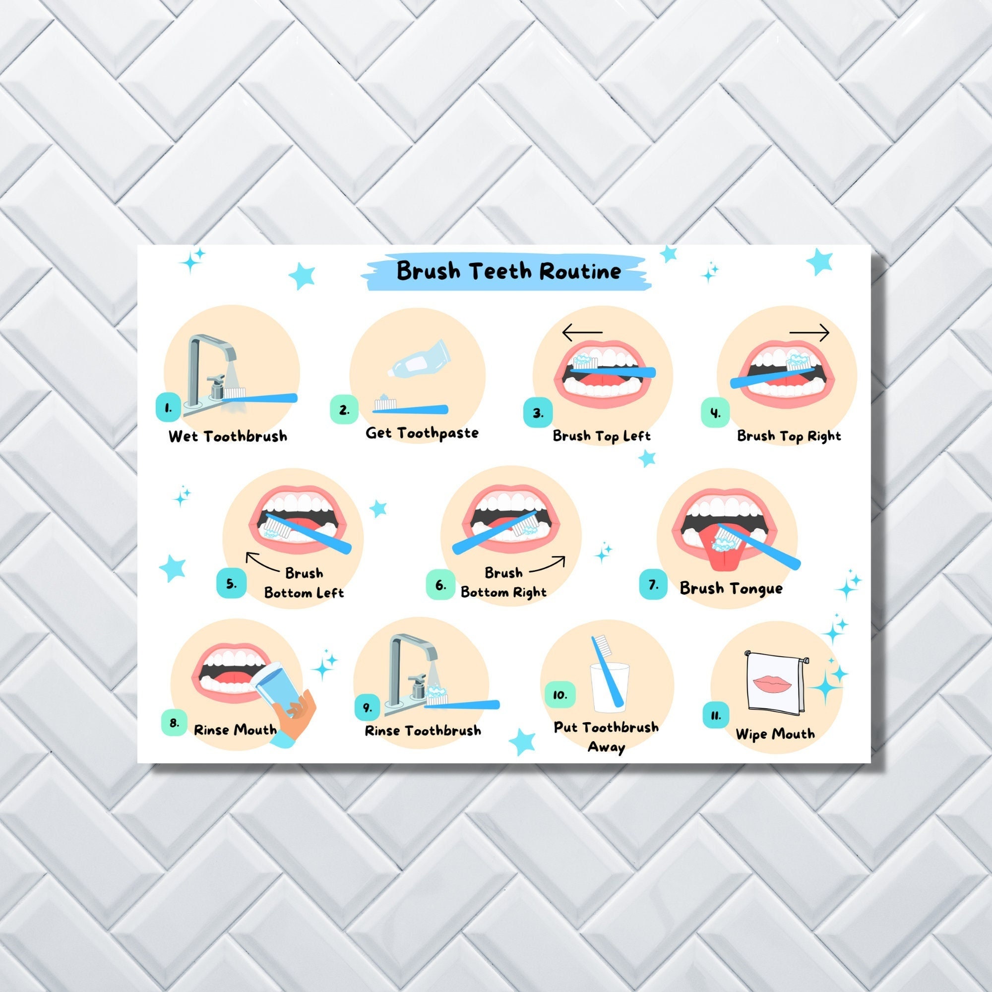 Brush Teeth Routine- Teach Me- Learning- Chart- Instant Download ...