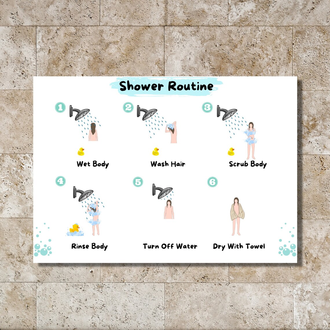 Shower Routine Chart Learning Visual Aid Girl - Etsy Canada