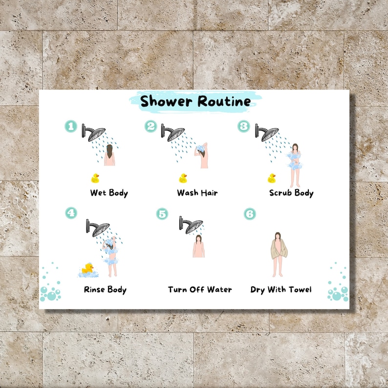 Shower Routine Chart Learning Visual Aid Girl - Etsy Canada