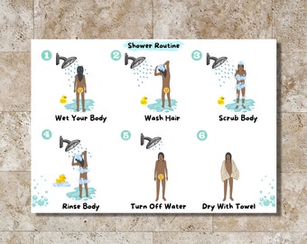 Shower Routine Chart Learning Visual Aid Illustration - Etsy