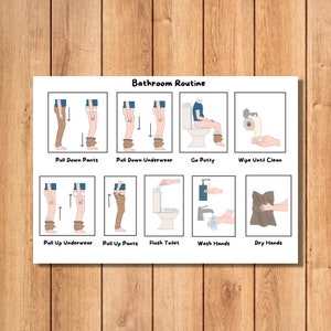Bathroom Routine Chart- Boy- Set- Visual Aid- Learning-kids- Printable ...