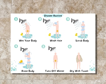 Shower Routine Chart Visual Aid for Kids With Autism or ADHD - Etsy