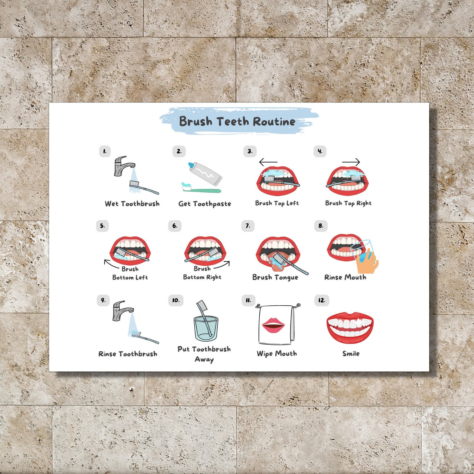 Brush Teeth Routine- Teach Me- Learning- Chart- Instant Download ...