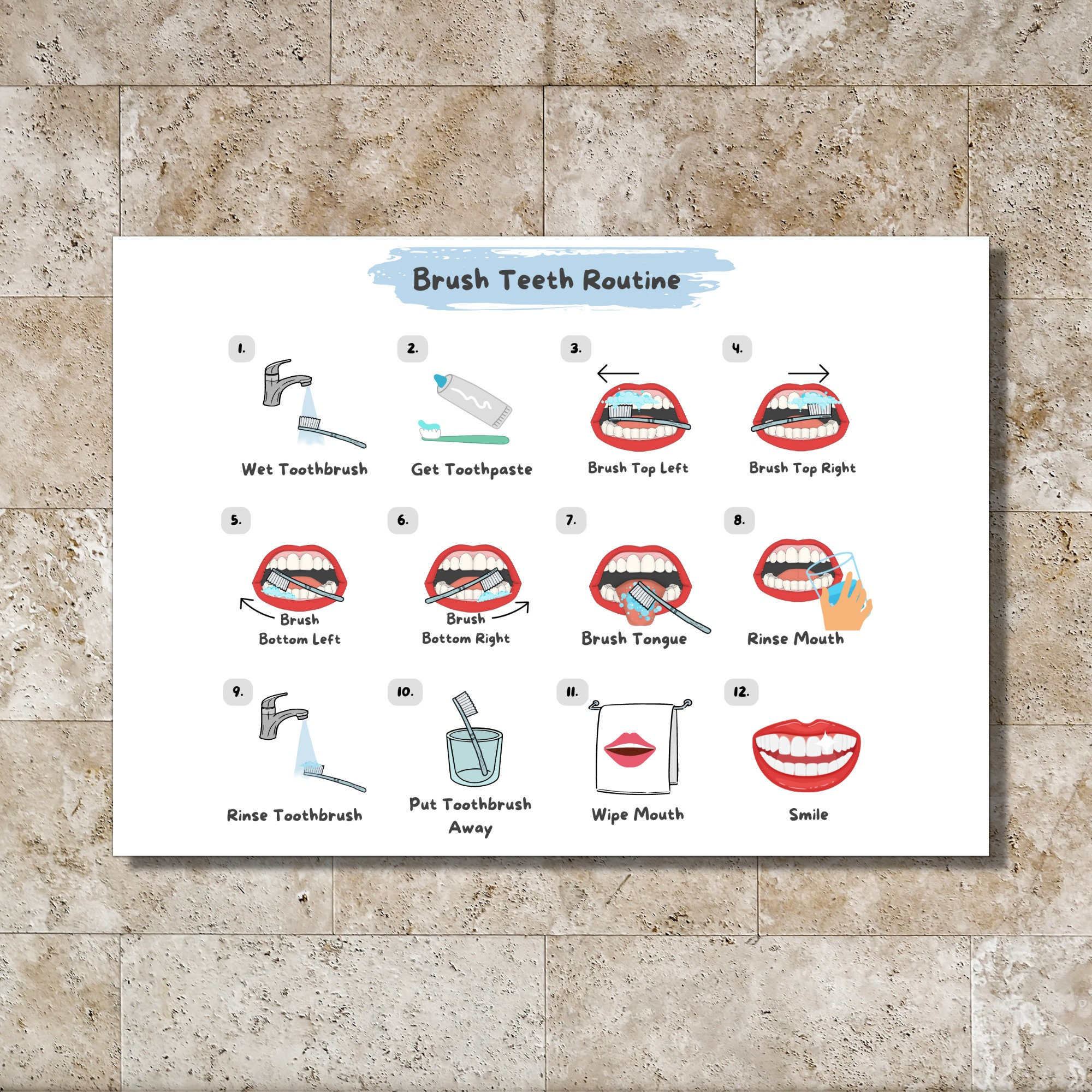 Brush Teeth Routine- Teach Me- Learning- Chart- Instant Download ...