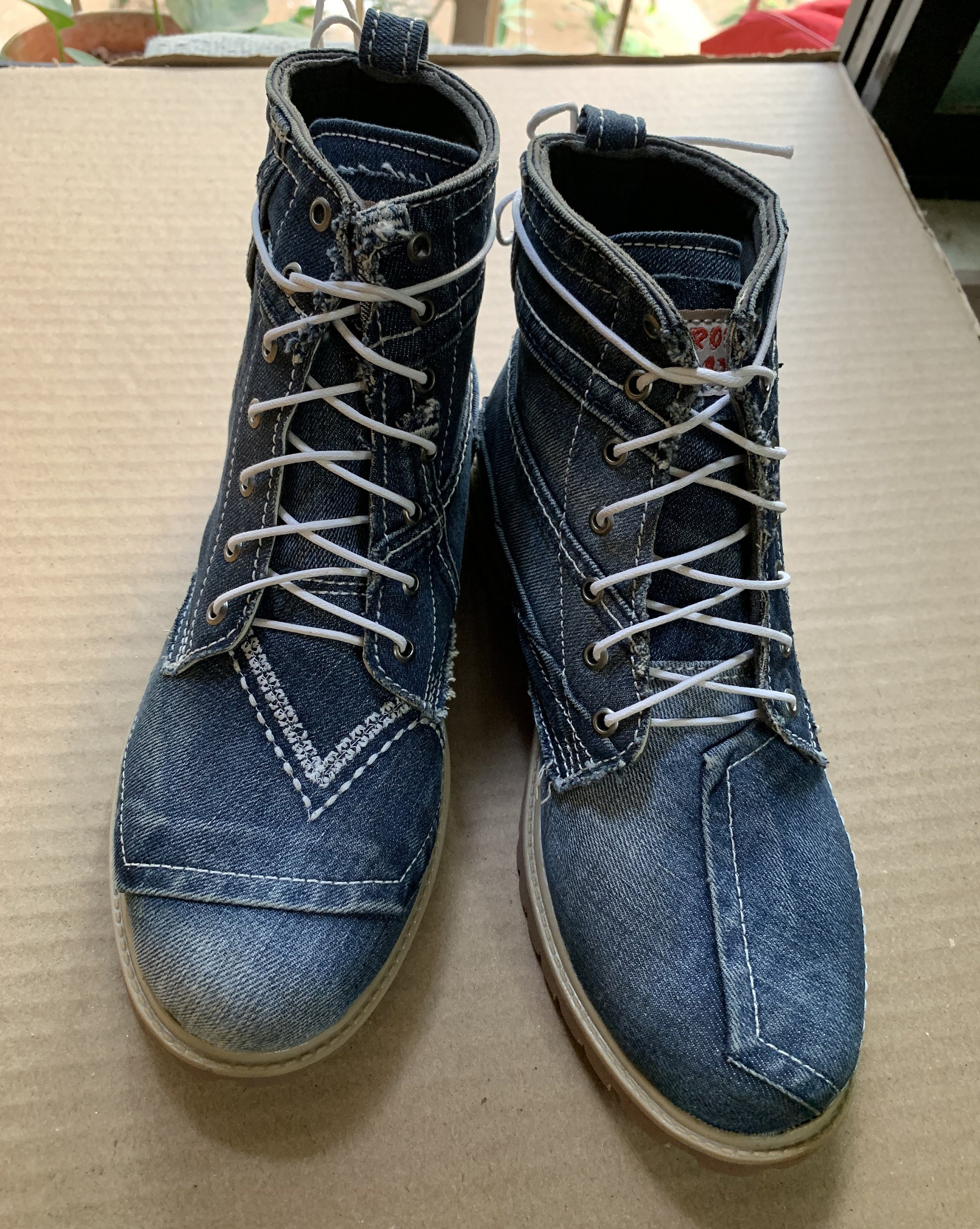 Upcycled Denim Boots With Tough Thermoplastic Rubber (TPR) Sole, Size ...