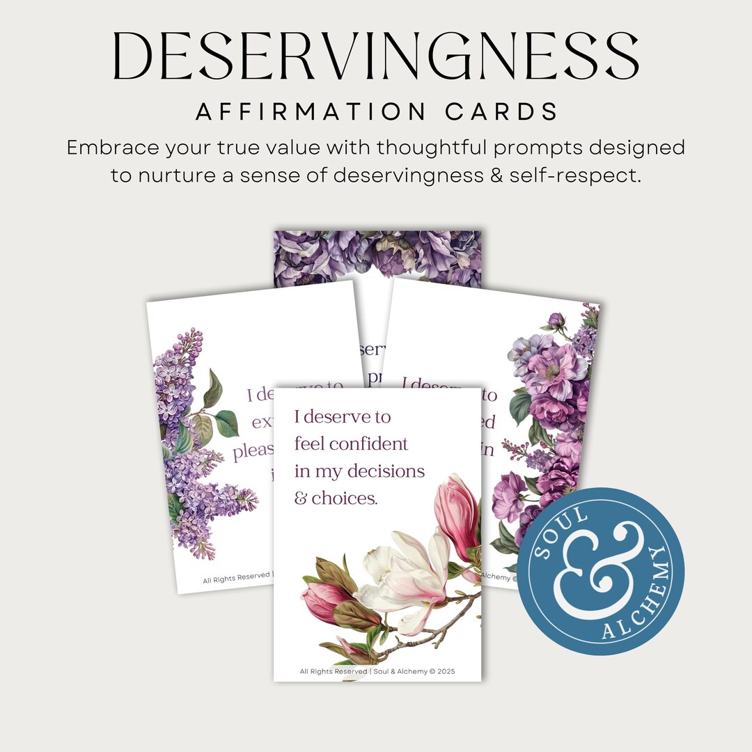 Deservingness Printable Affirmations: I Am Cards for Self Worth ...