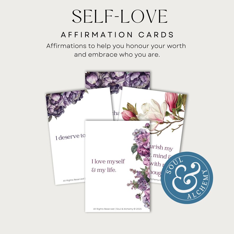 Self Love Affirmation Cards Printable, Digital Positive Affirmations ...