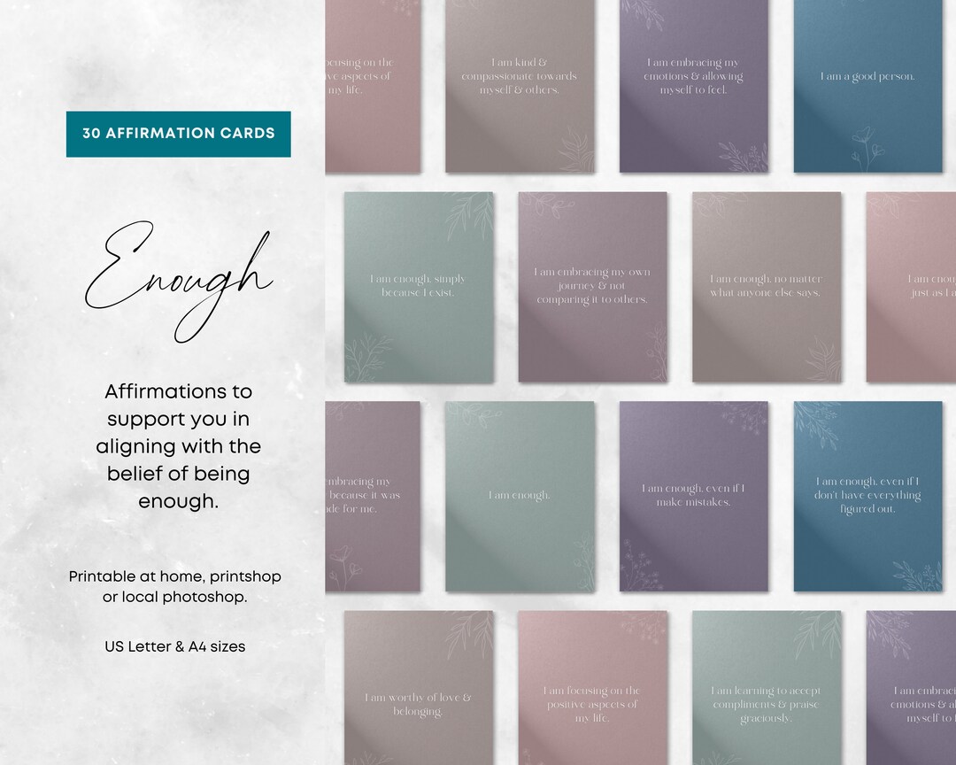 I Am Enough Affirmations Printable Affirmation Cards Positive ...