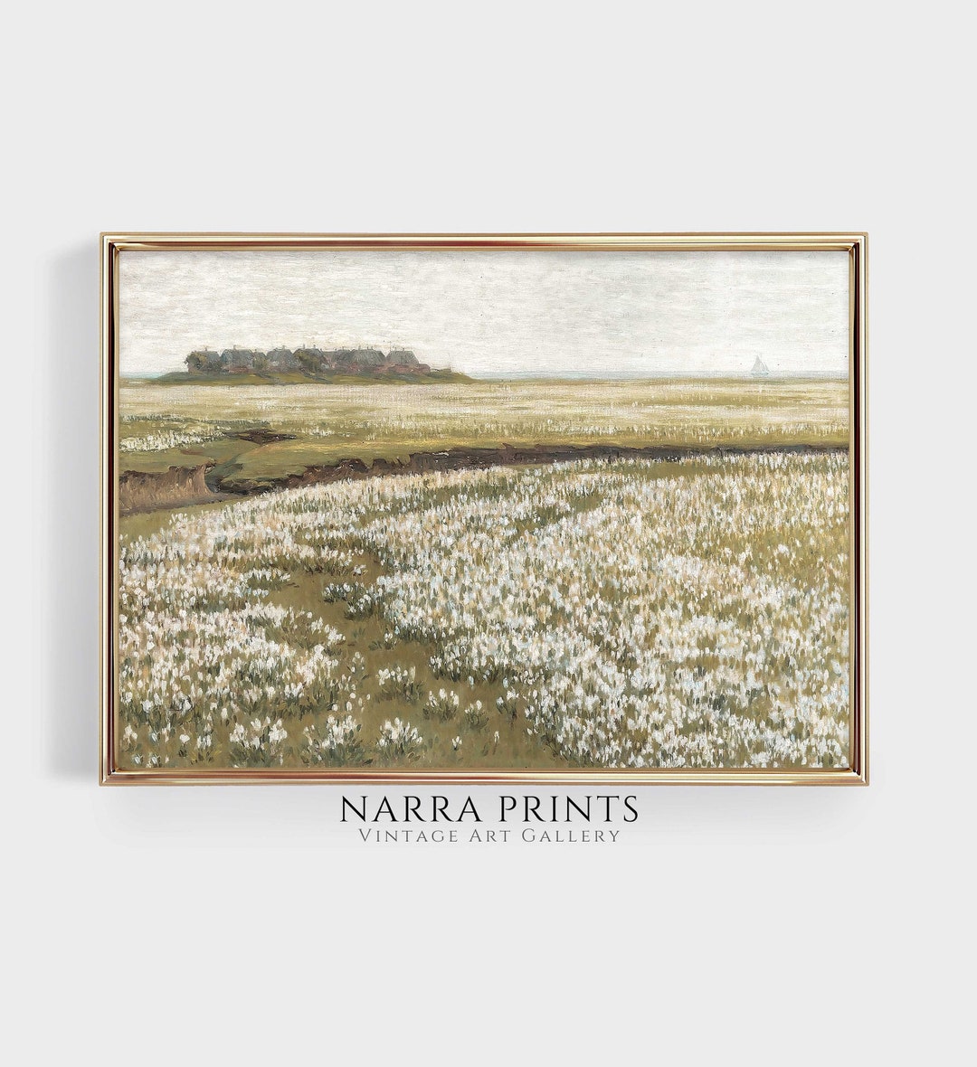 Spring Meadow Painting, Wildflower Field Art Print, Vintage Countryside ...
