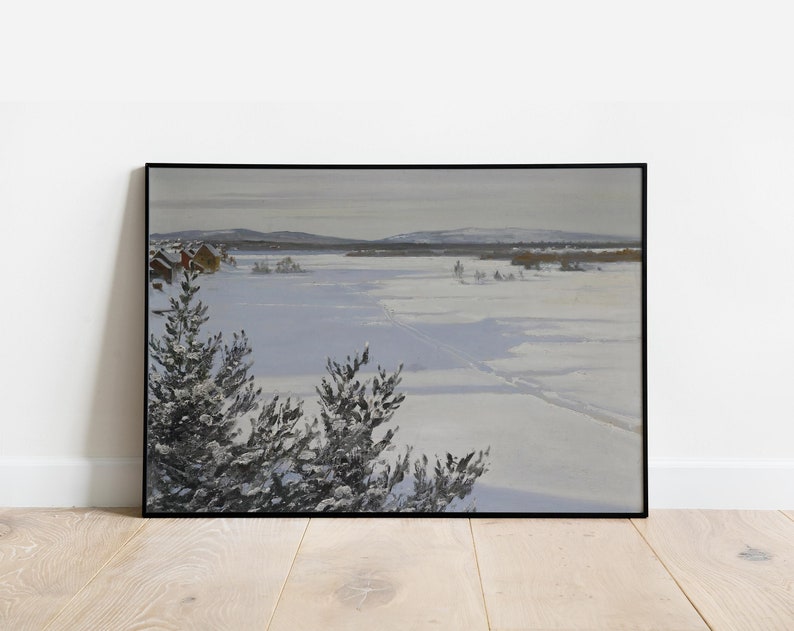 Muted Winter Christmas Art, Vintage Landscape Painting, PRINTABLE ...