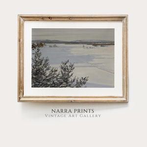 Muted Winter Christmas Art, Vintage Landscape Painting, PRINTABLE ...