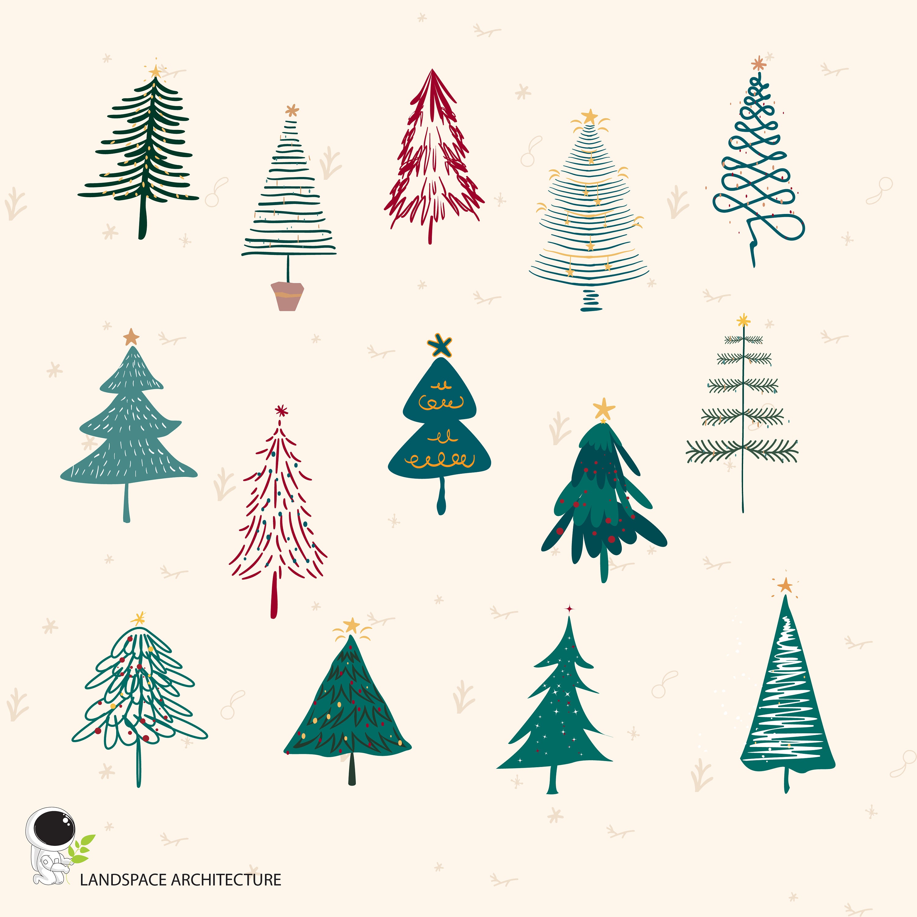 Hand Drawing Christmas Tree Svg Bundle Cute, Christmas Tree Svg ...