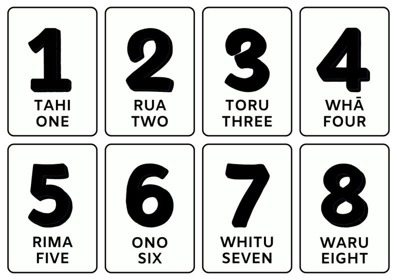 Te Reo Maori Number Flashcards 1-20 Bilingual Learning Cards Māori ...