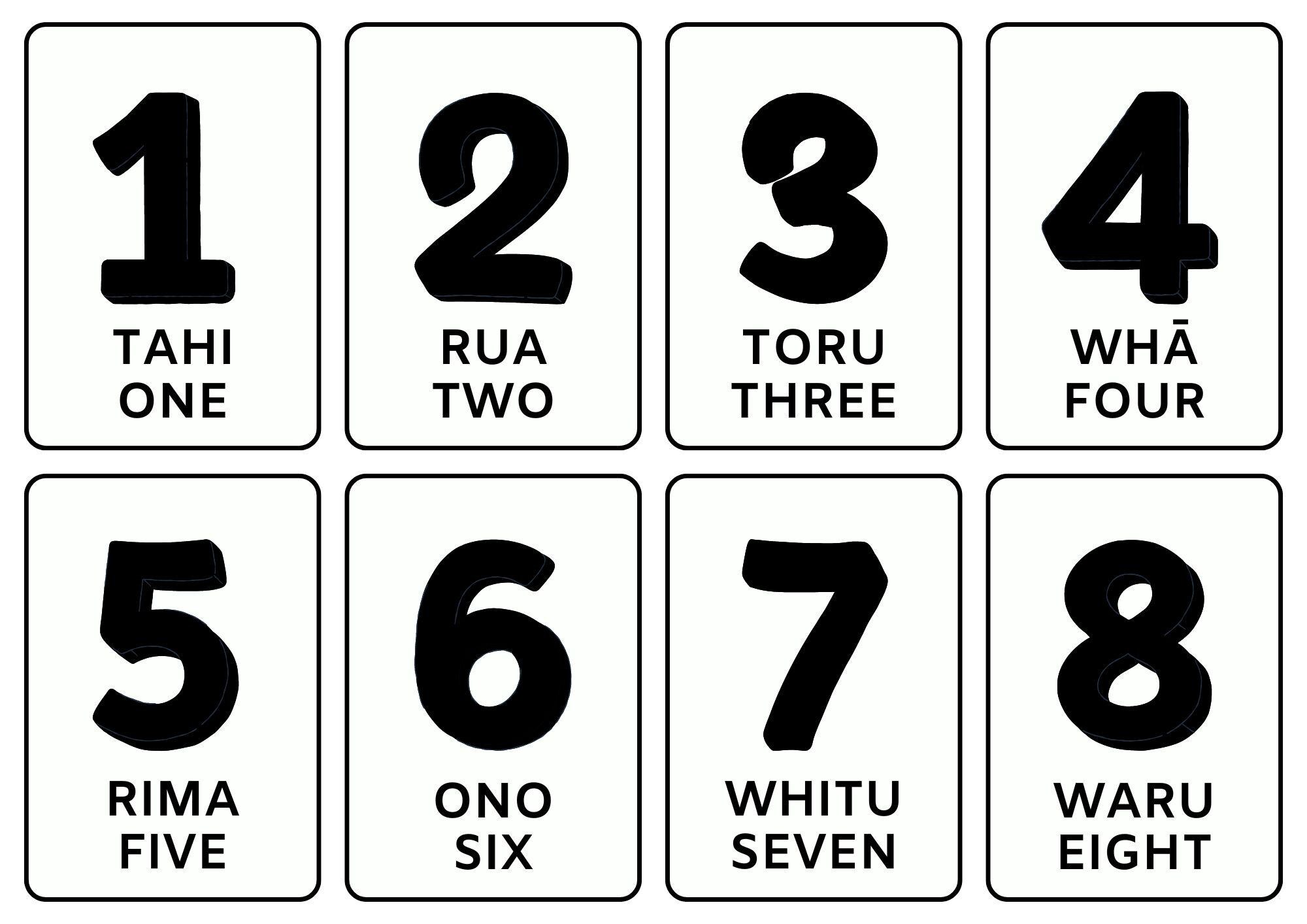 Te Reo Maori Number Flashcards 1-20 Bilingual Learning Cards Māori ...