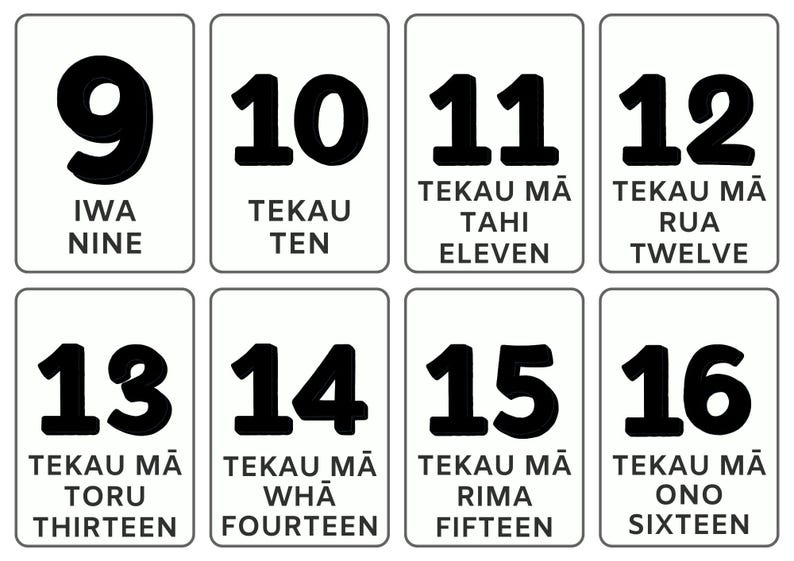 Te Reo Maori Number Flashcards 1-20 Bilingual Learning Cards Māori ...