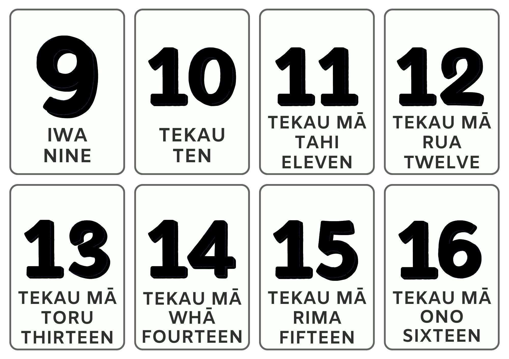 Te Reo Maori Number Flashcards 1-20 Bilingual Learning Cards Māori ...