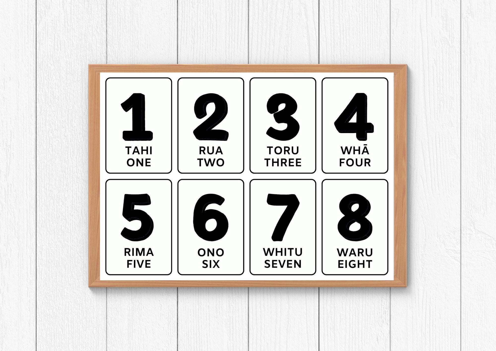 Te Reo Maori Number Flashcards 1-20 Bilingual Learning Cards Māori ...