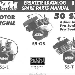 KTM 50 SXR - S5-E S5-T S5-GS - Engine Parts Manual - 03/1997 Edition - Etsy