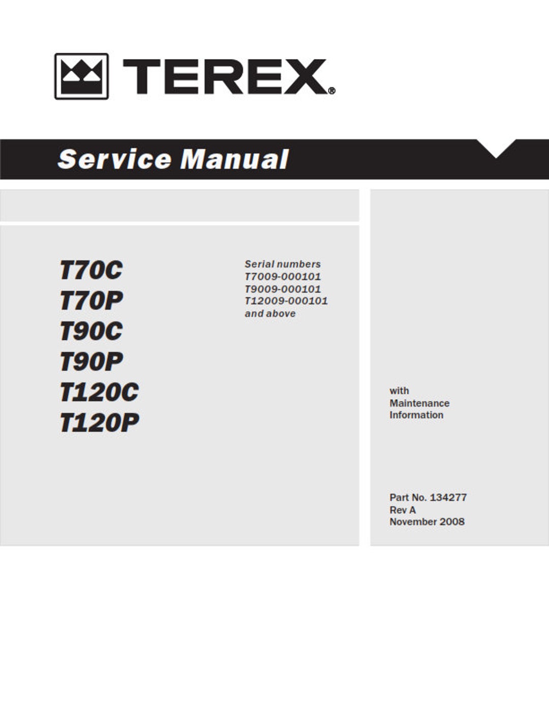 Terex - T70C T70P T90C T90P T120C T120P - Workshop Service Repair ...