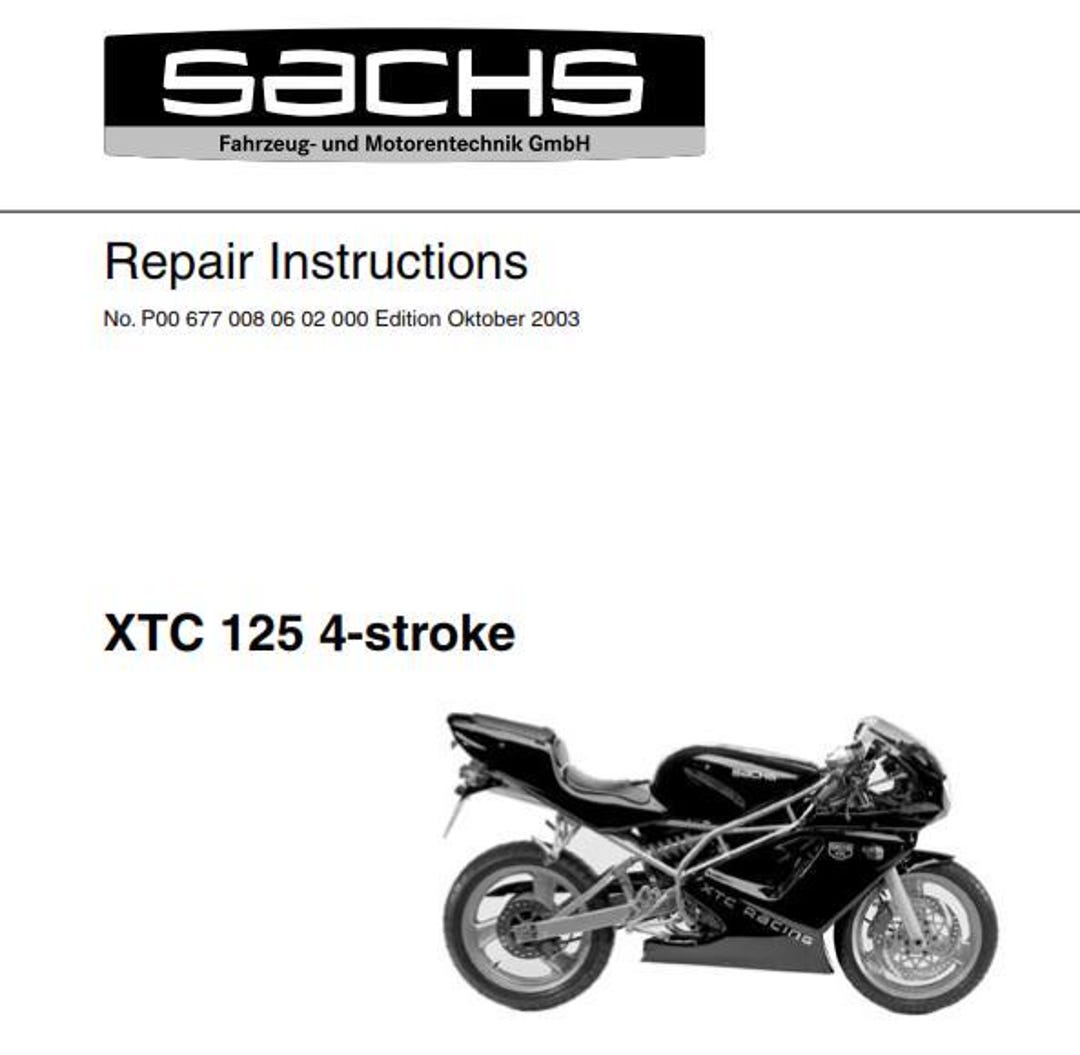 Sachs XTC 125 4 Stroke Workshop Service Repair Manual - Etsy